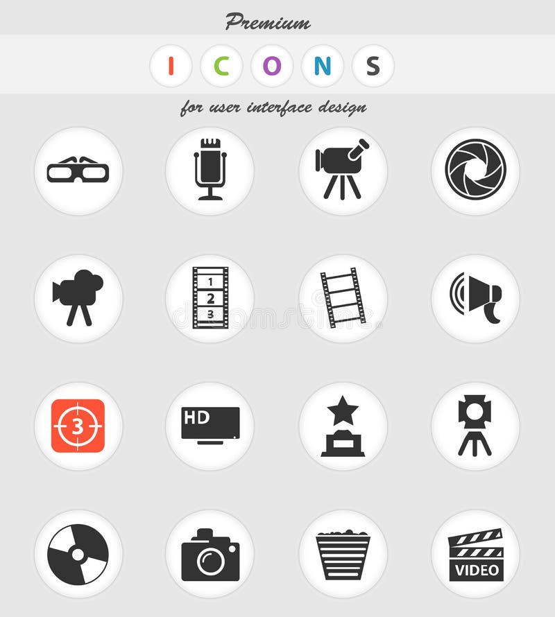 Cinema icon set stock vector. Illustration of award - 122909163