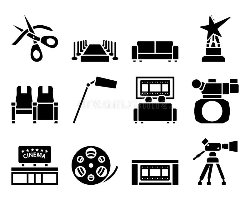 Cinema Icon Set stock vector. Illustration of cine, film - 229392825