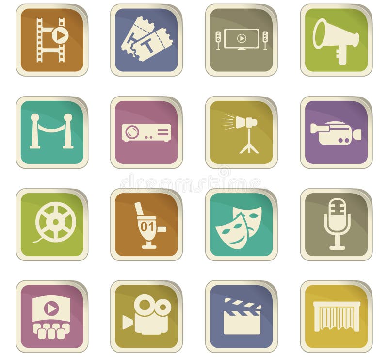Cinema icon set stock illustration. Illustration of hall - 89219810