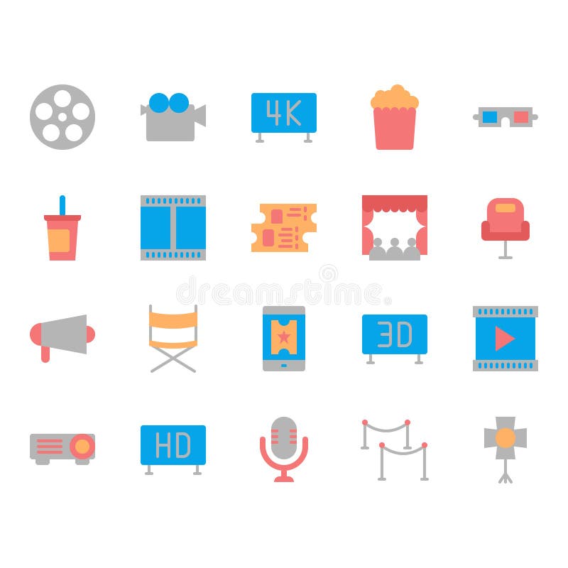 Cinema Icon Set.Vector Illustration Stock Vector - Illustration of ...