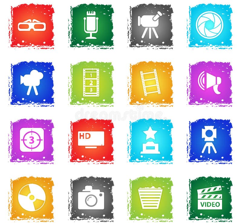 Cinema icon set stock illustration. Illustration of photocamera - 88132588