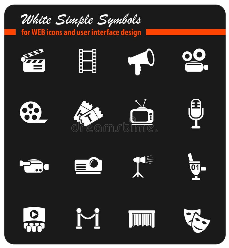 Cinema icon set stock illustration. Illustration of screen - 87980615
