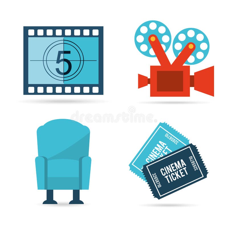 Cinema icons stock vector. Illustration of movie, entertainment - 58404883