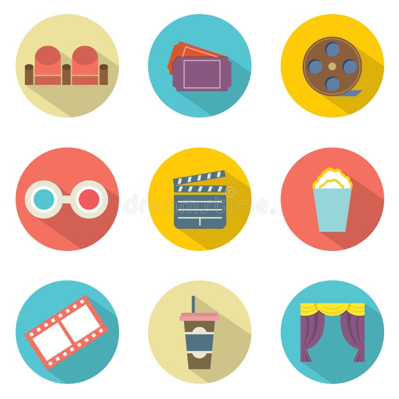 Cinema Icons stock vector. Illustration of film, silhouette - 40538949