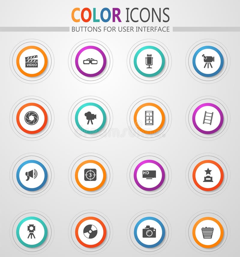 Cinema icons set stock vector. Illustration of leisure - 136491673