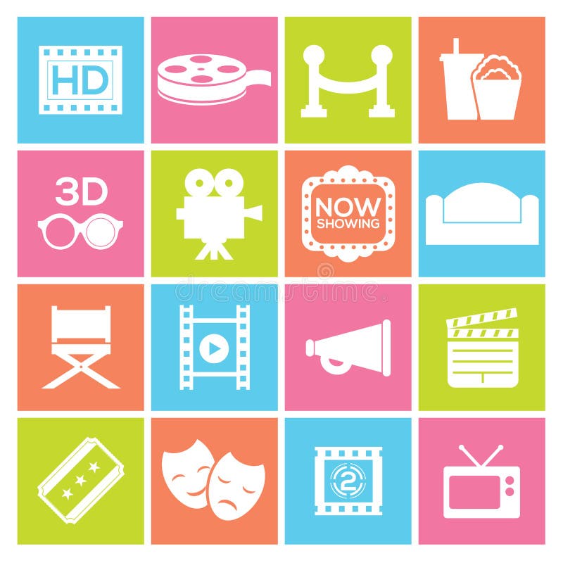 Cinema icons stock vector. Illustration of award, theater - 41788742