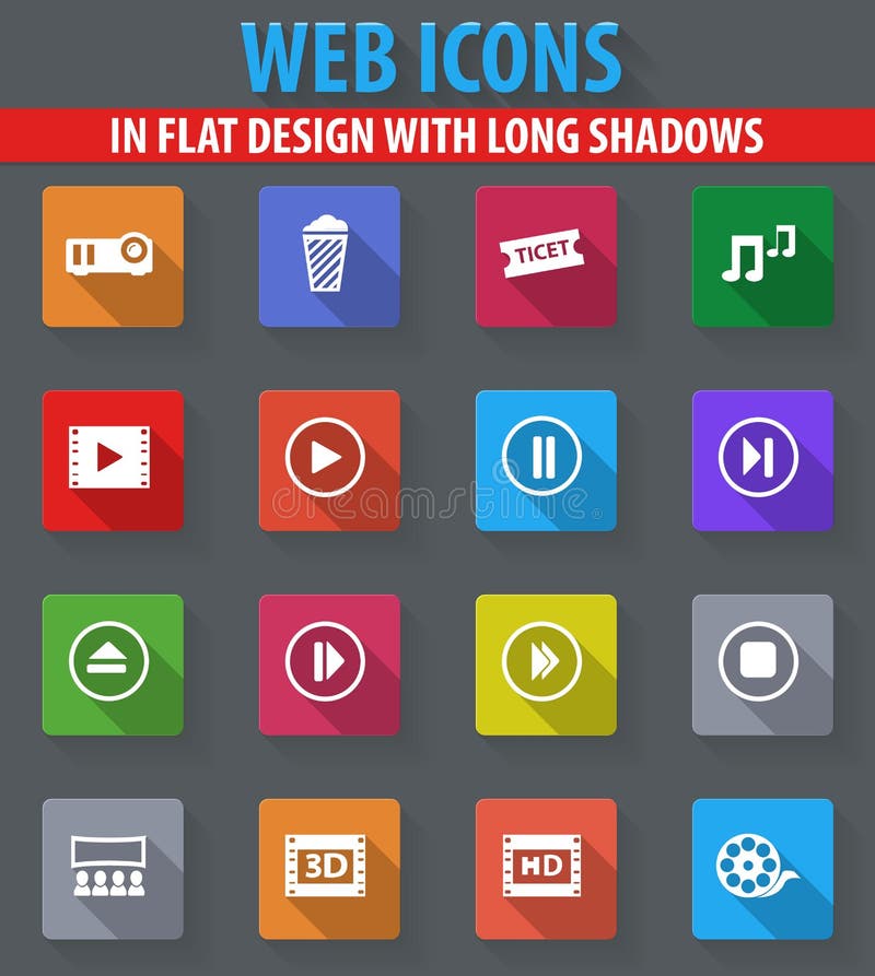 Cinema icons set stock vector. Illustration of filmstrip - 89069484