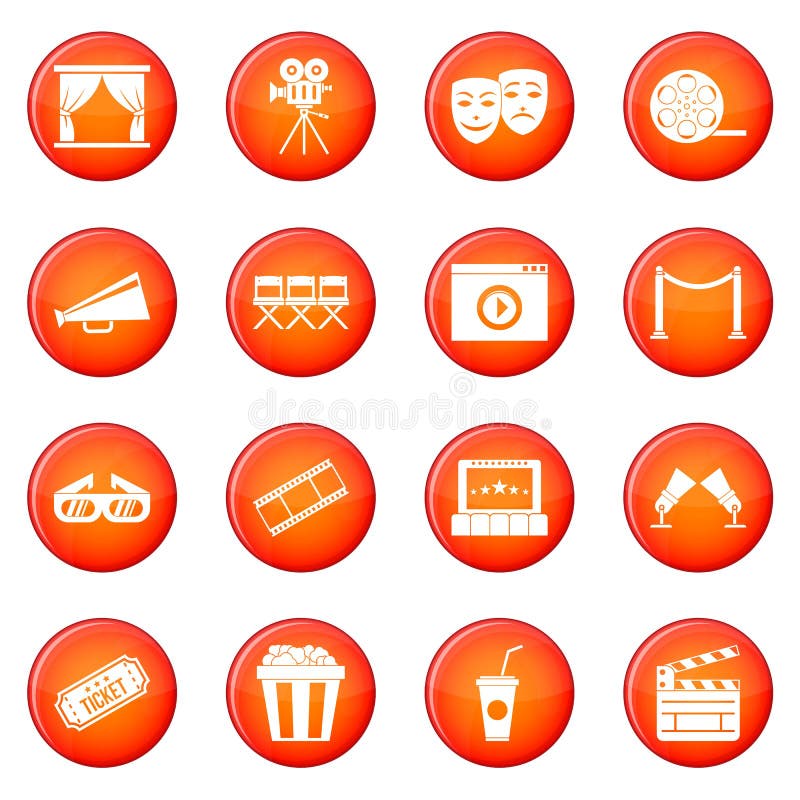 Cinema Icons Set Symbols, Simple Style Stock Vector - Illustration of ...