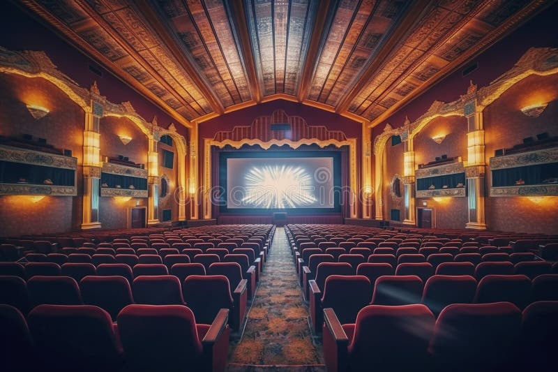 Cinema Interior with Big Screen, Created with Generative AI Stock ...