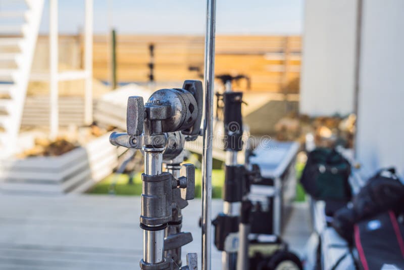 Cinema Light Stand on a Commercial Production Shoot Stock Photo - Image ...