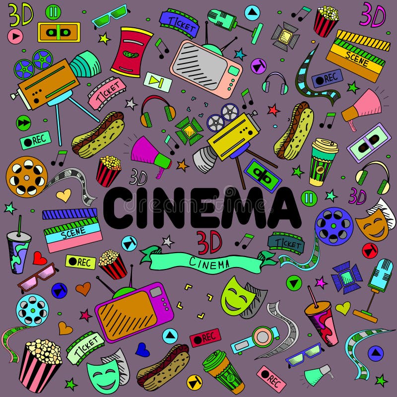 Cinema Line Art Design Vector Illustration Stock Vector - Illustration ...