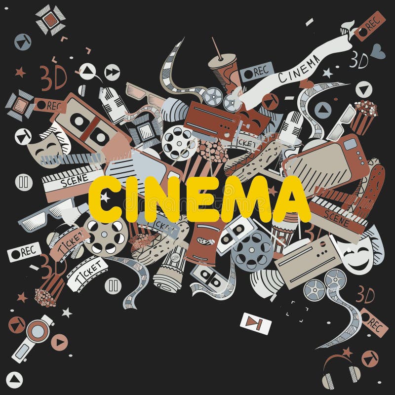 Cinema Line Art Design Vector Illustration Stock Vector - Illustration ...