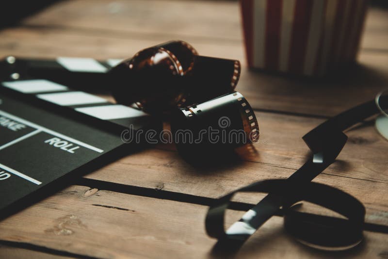 Cinema Movie and Books on the Desk. Stock Photo - Image of outdoor ...