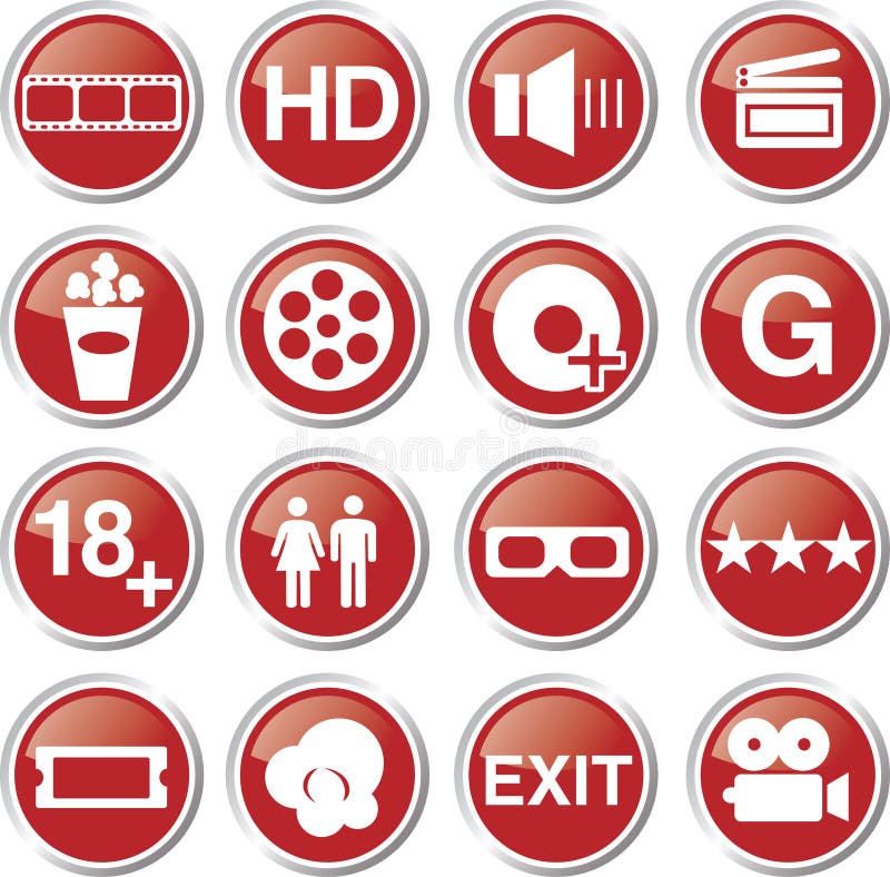Cinema movie icon set stock vector. Illustration of theater - 33539002
