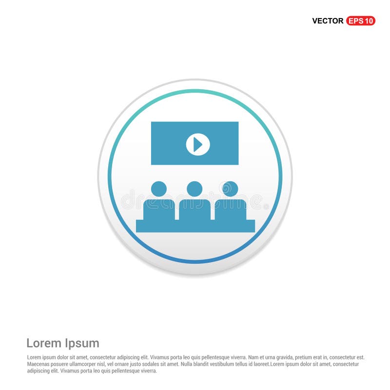 Cinema, Movie Icon - White Circle Button Stock Vector - Illustration of ...