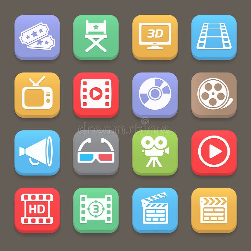Cinema and Movie Icons for Web or Mobile. Vector Stock Vector ...