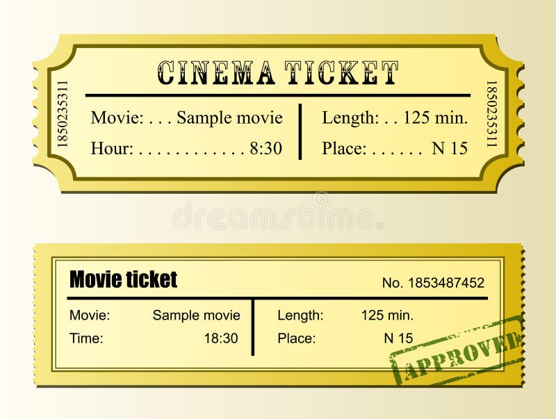 Cinema Ticket Set. Template of Two Realistic Movie Tickets Isolated on ... Cinema Ticket Set. Template of Two Realistic Movie Tickets Isolated on ...