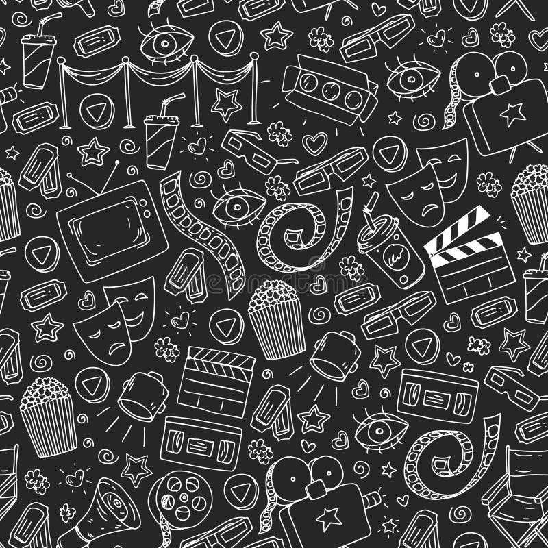 Cinema Pattern with Vector Icons. Movie, Stock Vector - Illustration of ...
