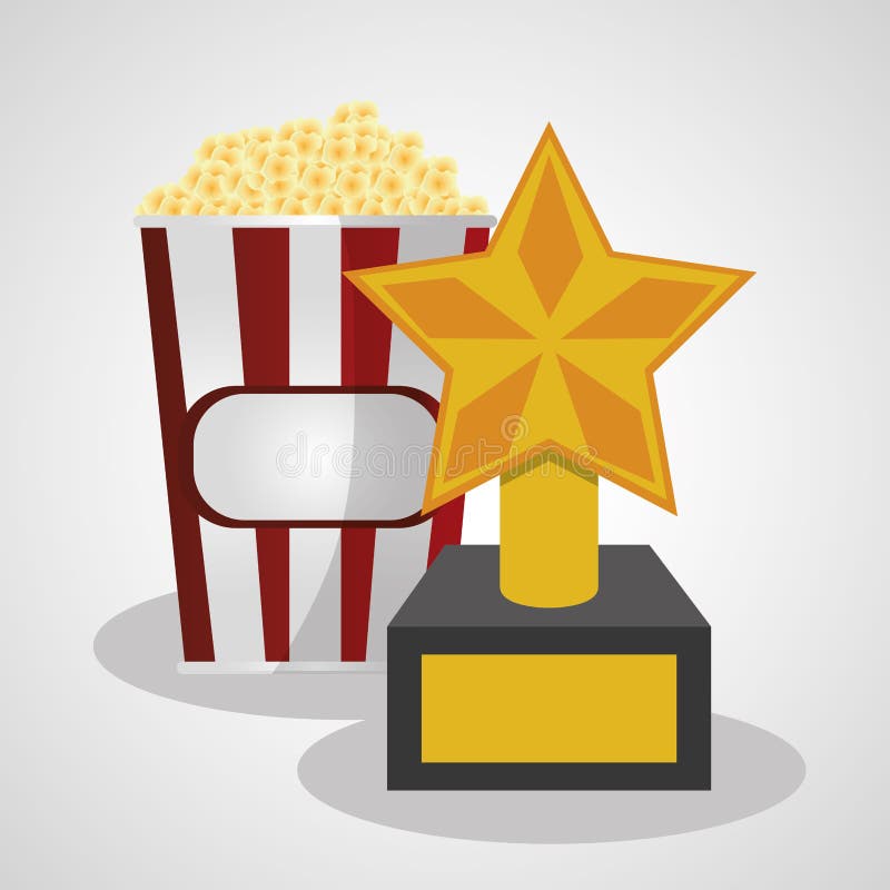 Cinema Pop Corn and Trophy Winner Stock Vector - Illustration of coupon ...