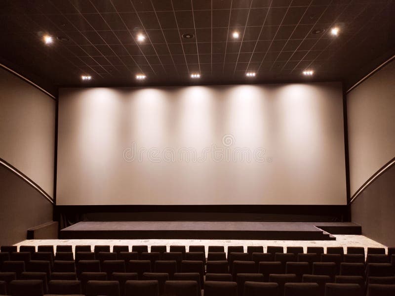 Cinema Screen on a Modern Cinema Stock Image - Image of people, hall ...