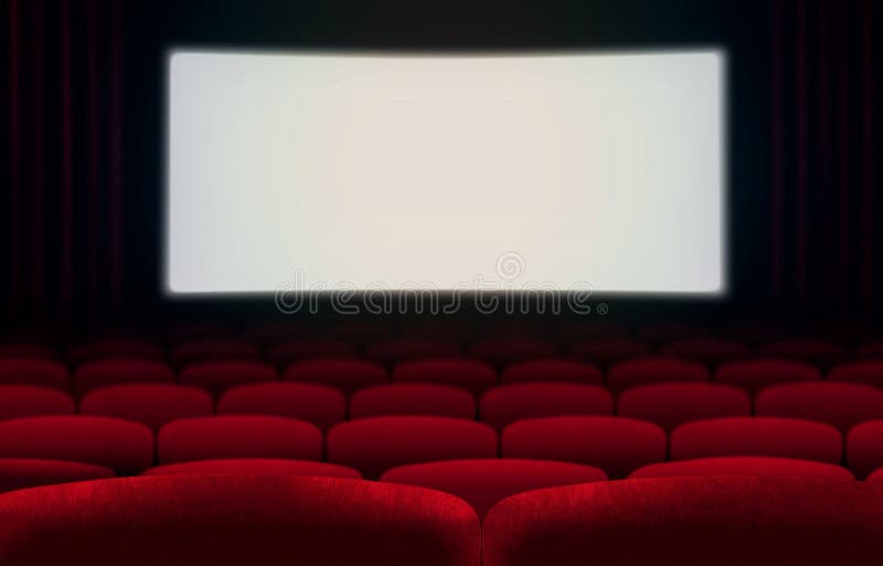 Cinema Screen and Red Seats Stock Image - Image of white, hall: 70169007