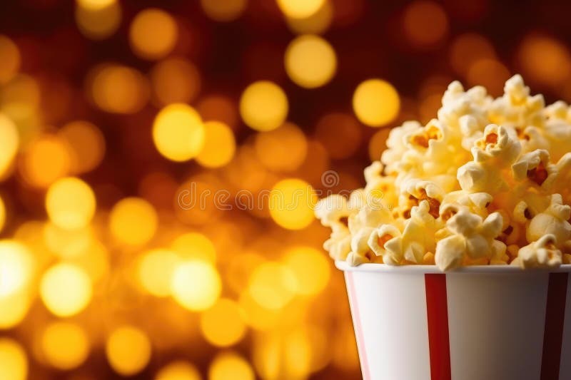 Cinema Snacking: Popcorn and Bokeh Lights. Stock Illustration ...
