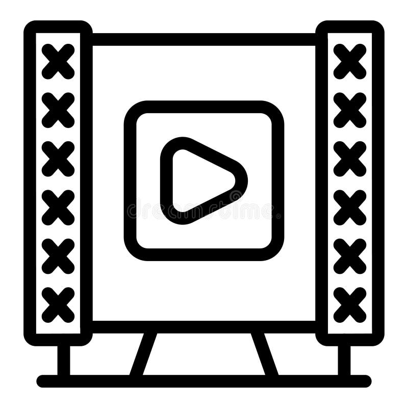Cinema Style Play Button Icon on Movie Screen Stock Vector ...