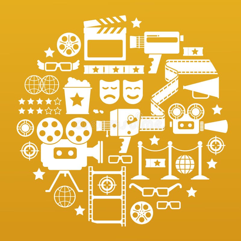 Cinema symbols. stock vector. Illustration of movie, screen - 57111609