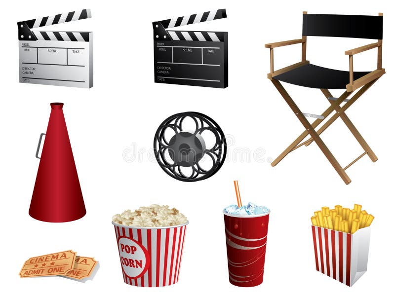Cinema symbols set stock vector. Illustration of camera - 20541154