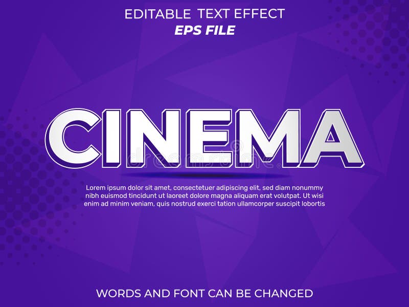 Cinema Text Effect, Font Editable, Typography, 3d Text. Vector Template ...