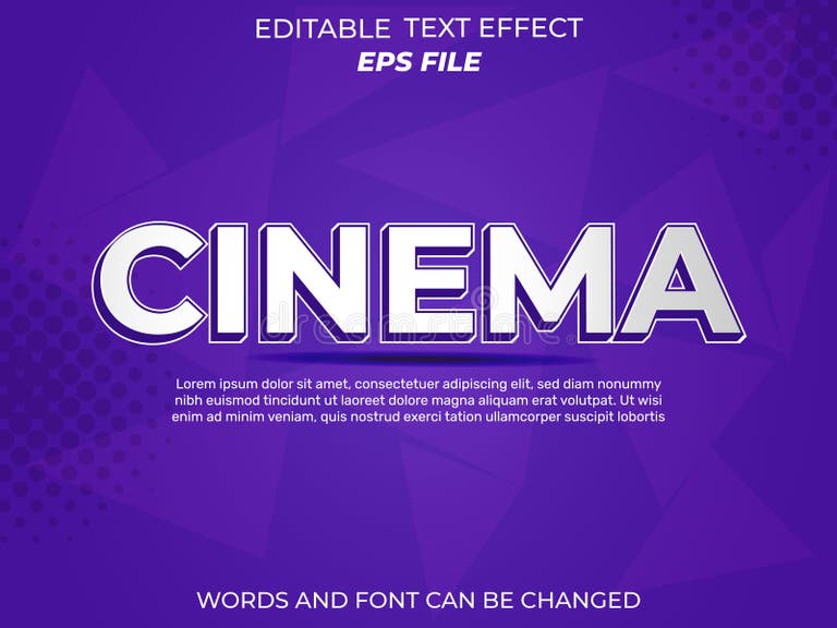 Cinema Text Effect, Font Editable, Typography, 3d Text. Vector Template ...