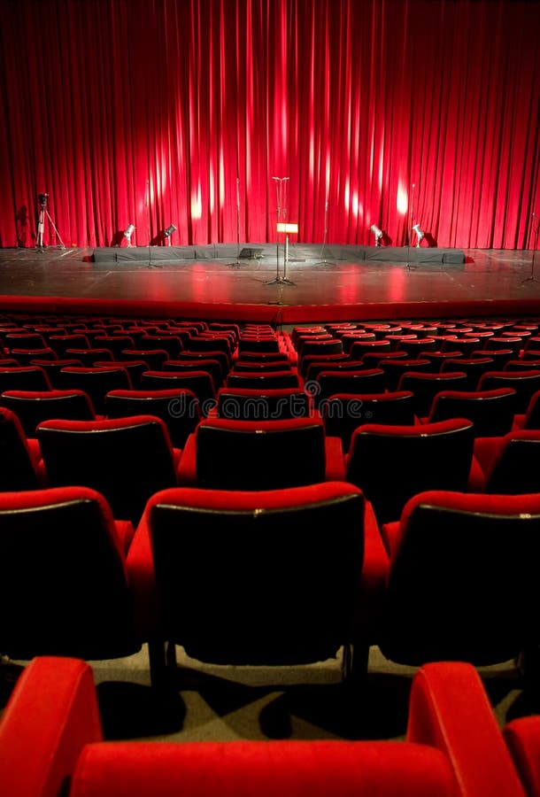 Cinema - Theater Red Interior Stock Photo - Image of actor, waiting ...