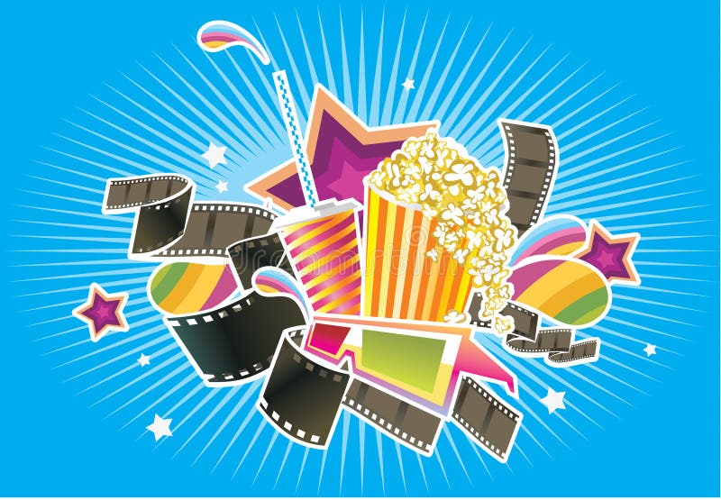 Cinema things stock vector. Illustration of cola, video - 10313605