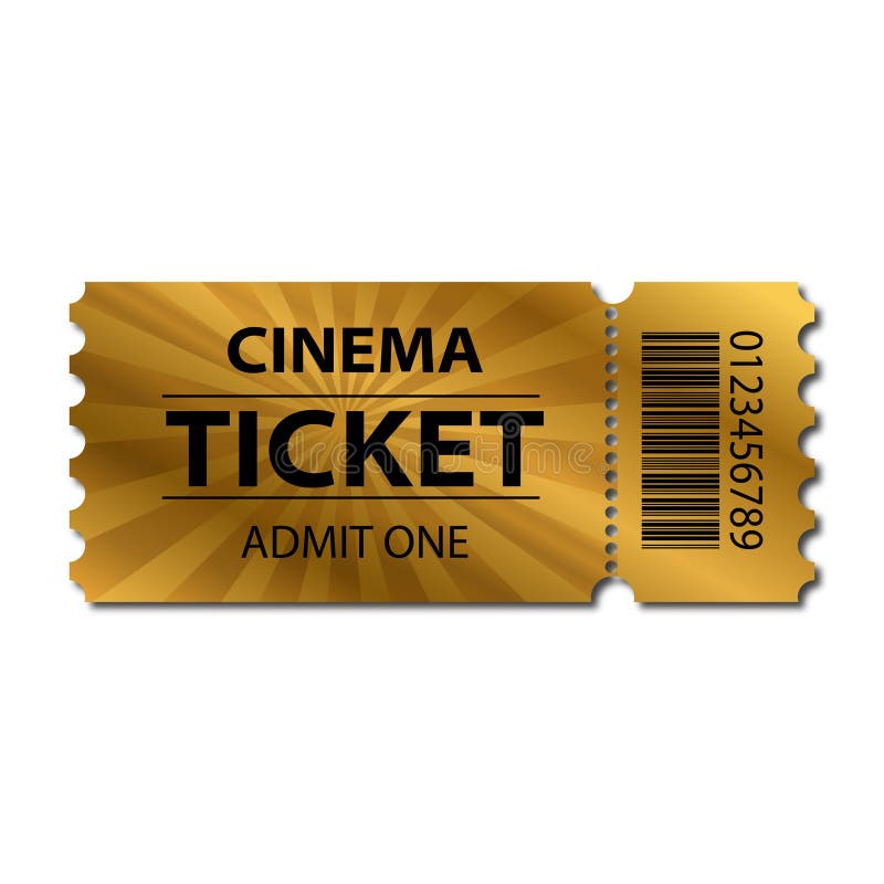 Gold Ticket Template for Cinema, Theater, Event, Casino. Vector ...