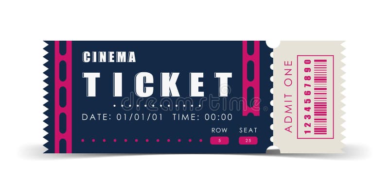 Cinema Ticket Design. Modern Elegant Ticket Card Illustration Template ...