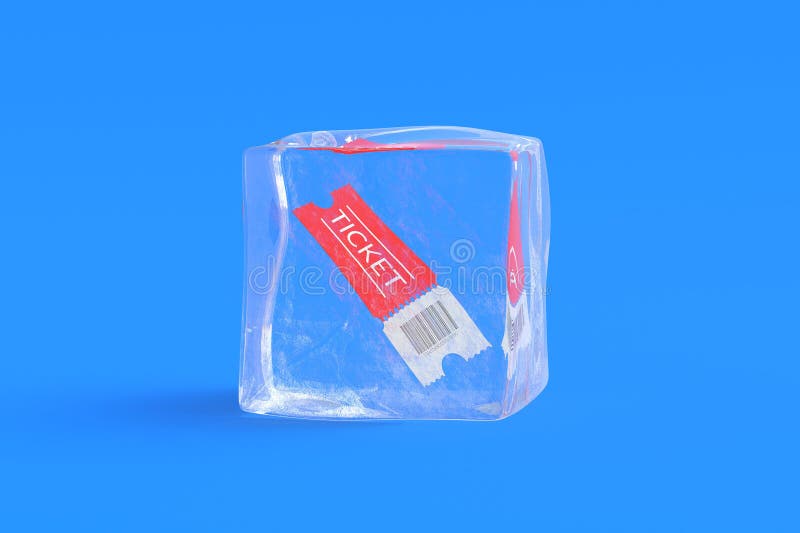 Cinema ticket in ice cube stock illustration. Illustration of admit ...