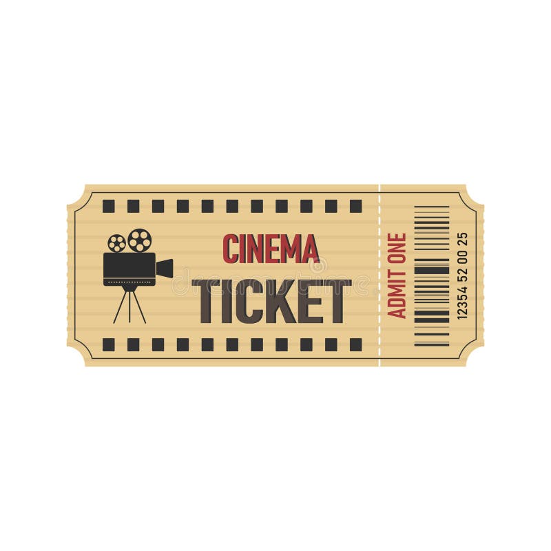 Cinema Ticket Template. Horizontal Cinema Ticket with Barcode Stock ...