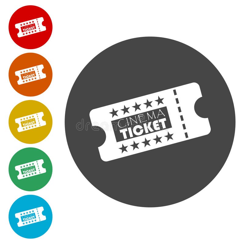 Cinema Tickets Icon. Thin Circle Design Stock Vector - Illustration of ...