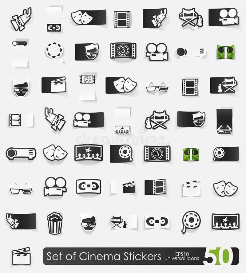 Set of cinema stickers stock vector. Illustration of presentation ...
