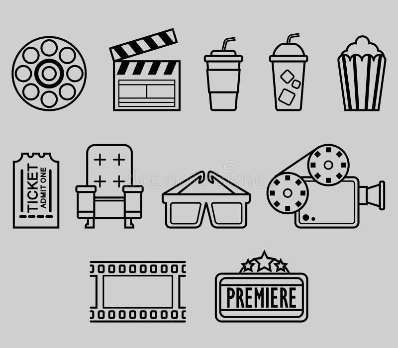 Cinema Watching Outline Icon Stock Vector - Illustration of theater ...