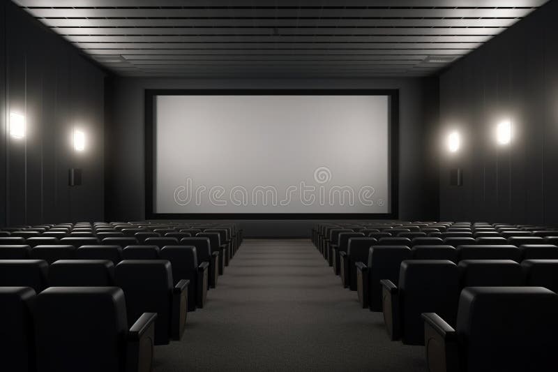 Cinema with White Blank Screen. Generative AI Stock Illustration ...