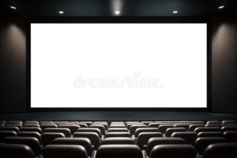 Cinema with White Blank Screen. Cinema Hall with Auditorium. Template ...