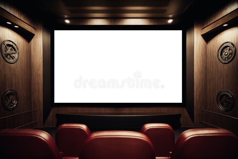 Cinema with White Blank Screen. Cinema Hall with Auditorium. Template ...