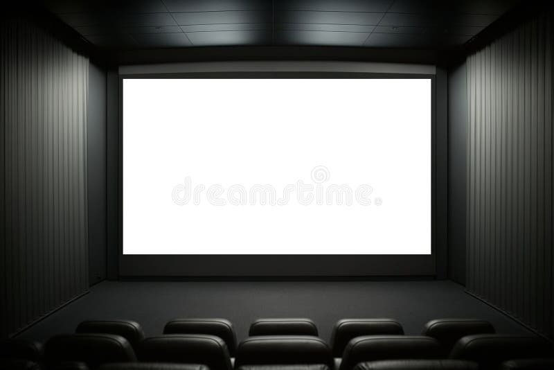Cinema with White Blank Screen. Cinema Hall with Auditorium. Template ...