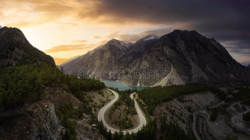 Cinemagraph Continuous Loop Animation of a Scenic Road during Sunset ...