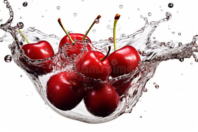 Cinematic Cherry with Water Splashes Stock Illustration - Illustration ...