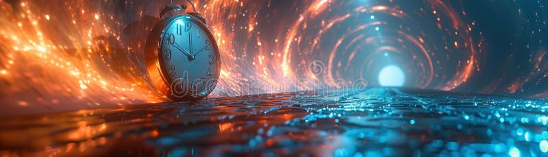 Cinematic Composition of an Endless Path Floating Clock Stock ...