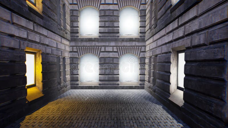 Cinematic Dolly Shot of Building with Sunlight Stock Illustration ...