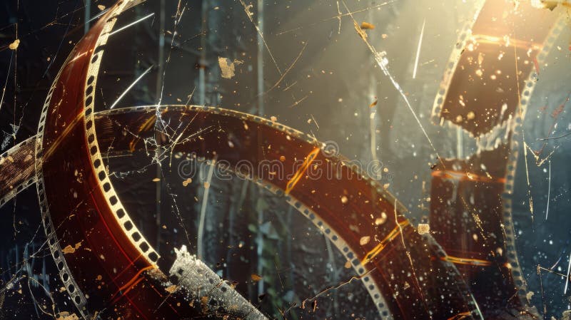 Cinematic Film Reel Explosion with Dynamic Lighting Effects Stock Image ...