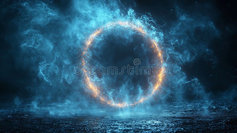 Cinematic Glowing Circular Smoke and Light Effect in Dark Background ...